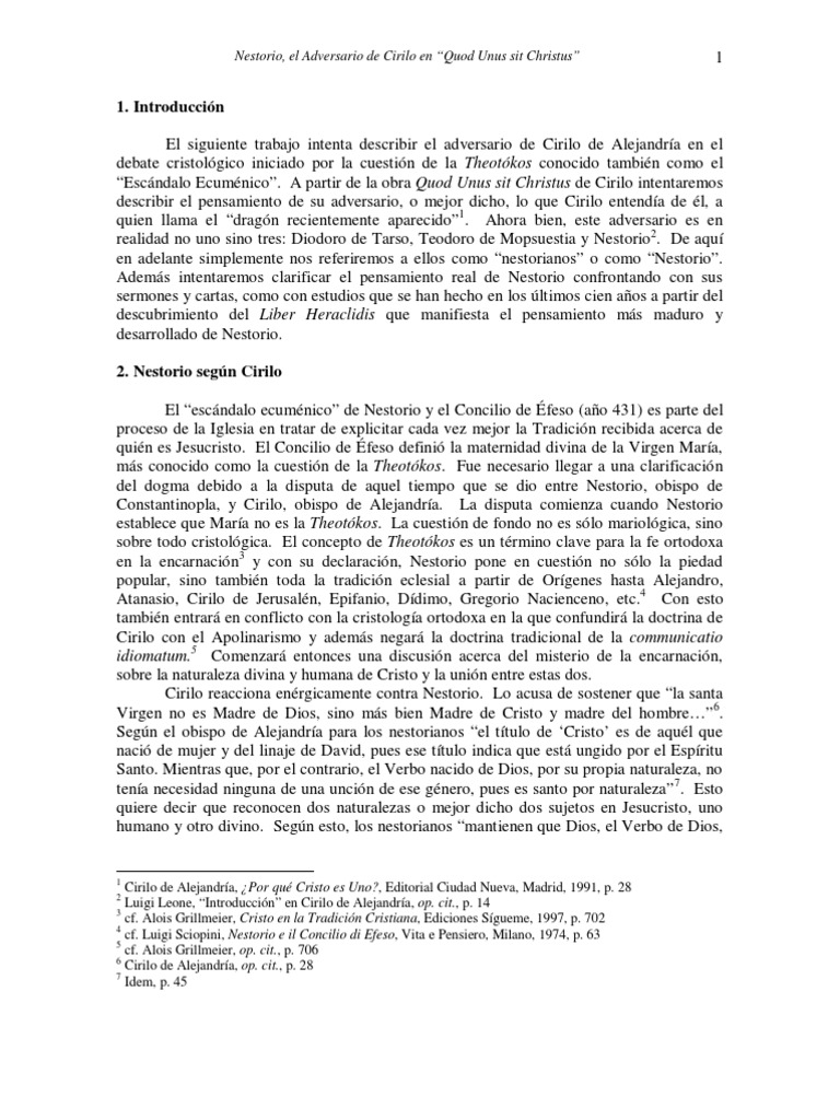 Nestorio | PDF | Cristología | arrianismo