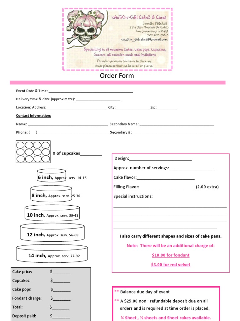 Cautiongirlcakes Order Form1 | PDF | Career & Growth