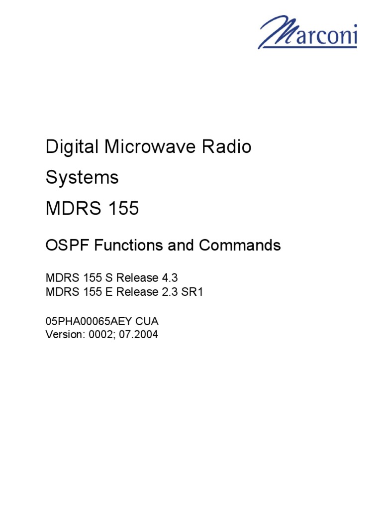 Digital Microwave Radio Systems MDRS 155: OSPF Functions and Commands | PDF | Router (Computing ...