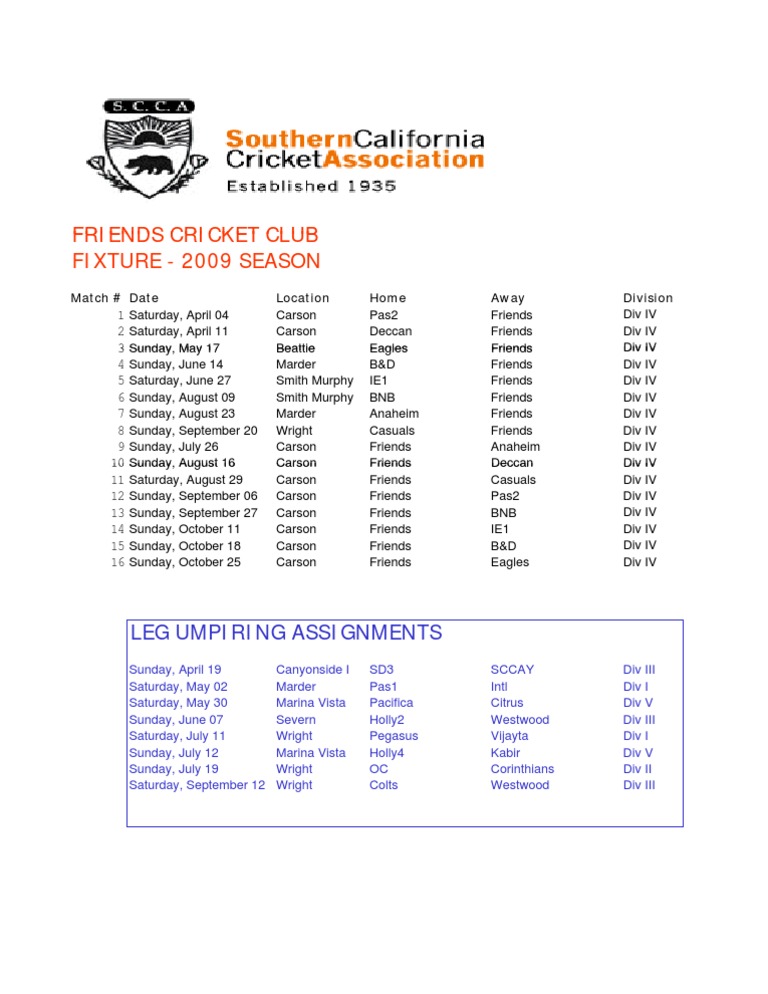 Friends Schedule | PDF