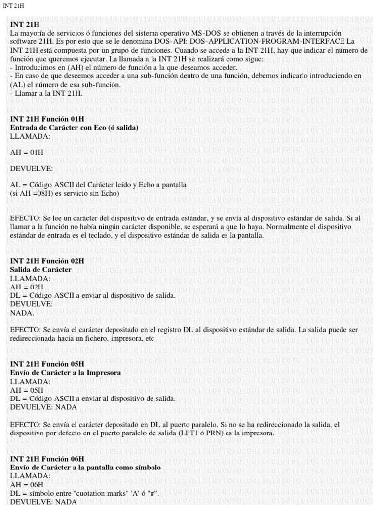 Int 21H | PDF | Archivo de computadora | Puntero (Programación de ...