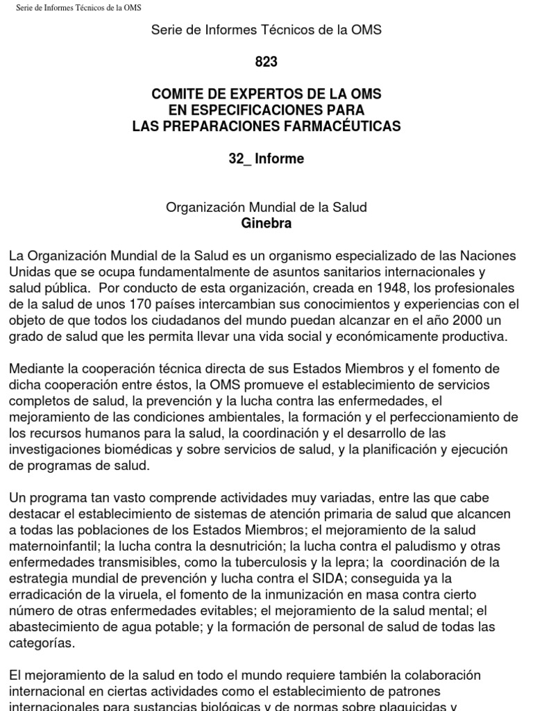 BPMMedicamentos Informe32 OMS | PDF | Farmacia | Organización Mundial ...