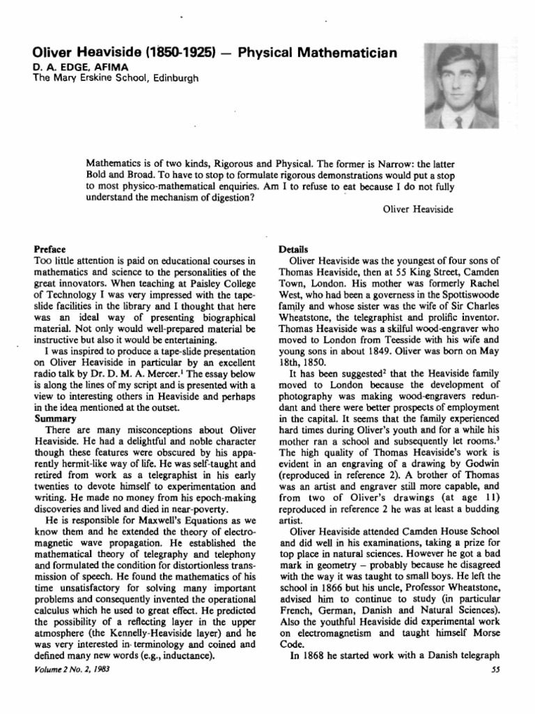 Heaviside: Pioneer of Electromagnetism | PDF | James Clerk Maxwell ...