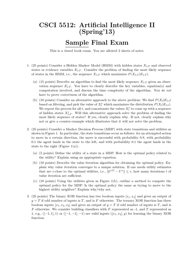 CSCI 5512: Artificial Intelligence II (Spring'13) Sample Final Exam ...