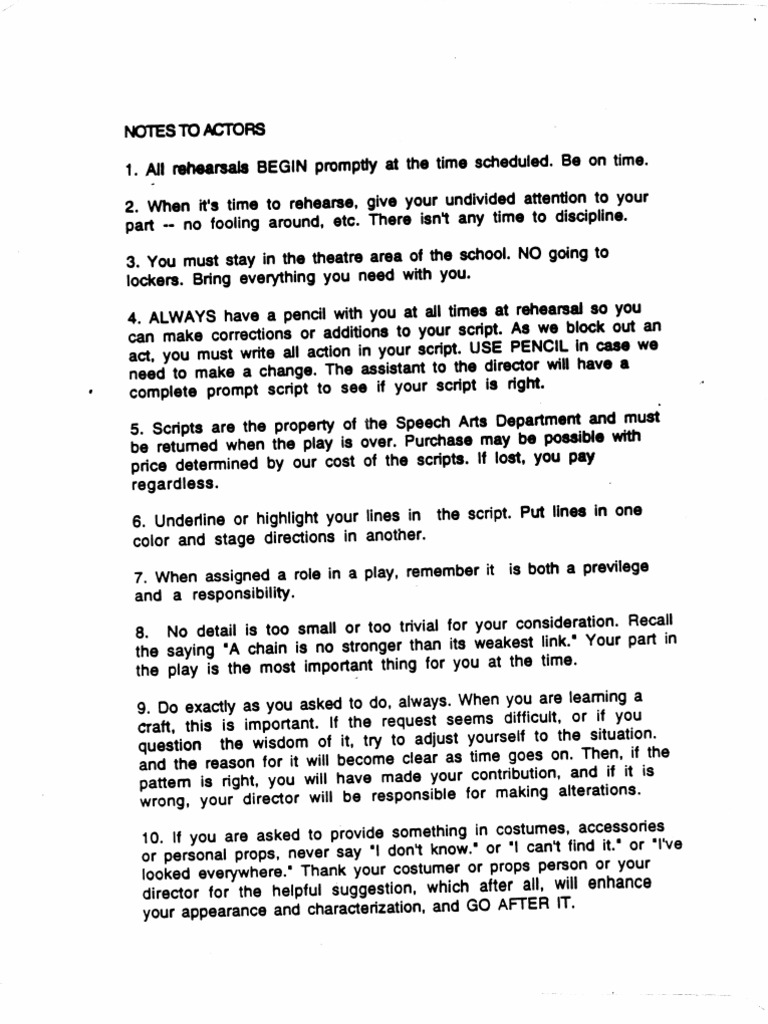 Notes To Actors | PDF | Theatre | Leisure
