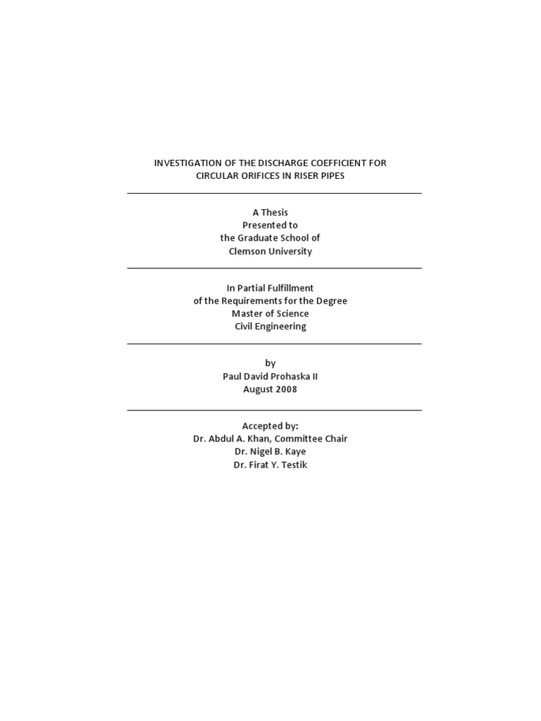 Prohaska - Investigation of The Discharge Coefficient For Circular ...