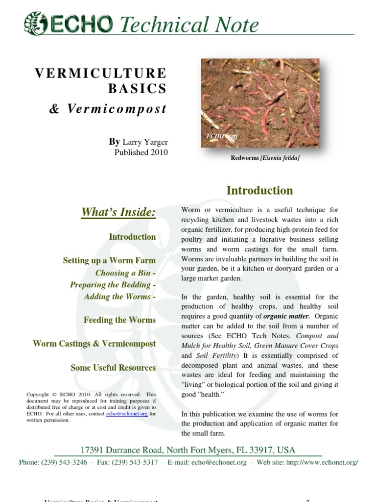 Vermiculture Basics & Vermicompost Working Draft3 | PDF | Compost ...