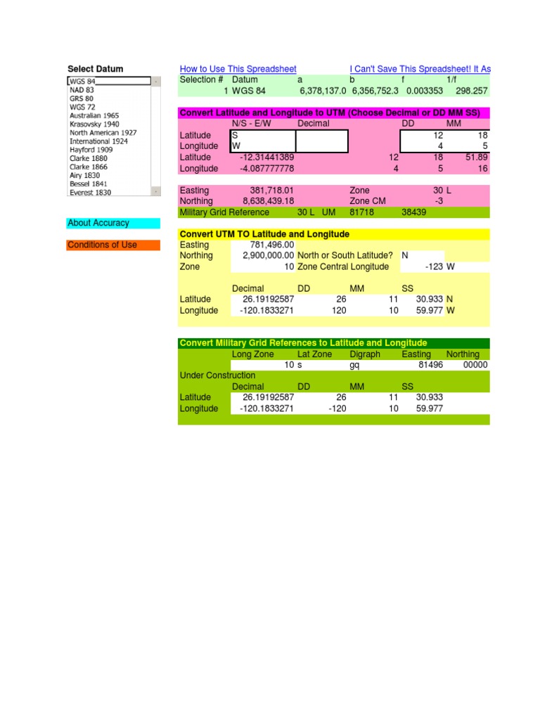 UTM Conversion | PDF | Latitude | Geodesy