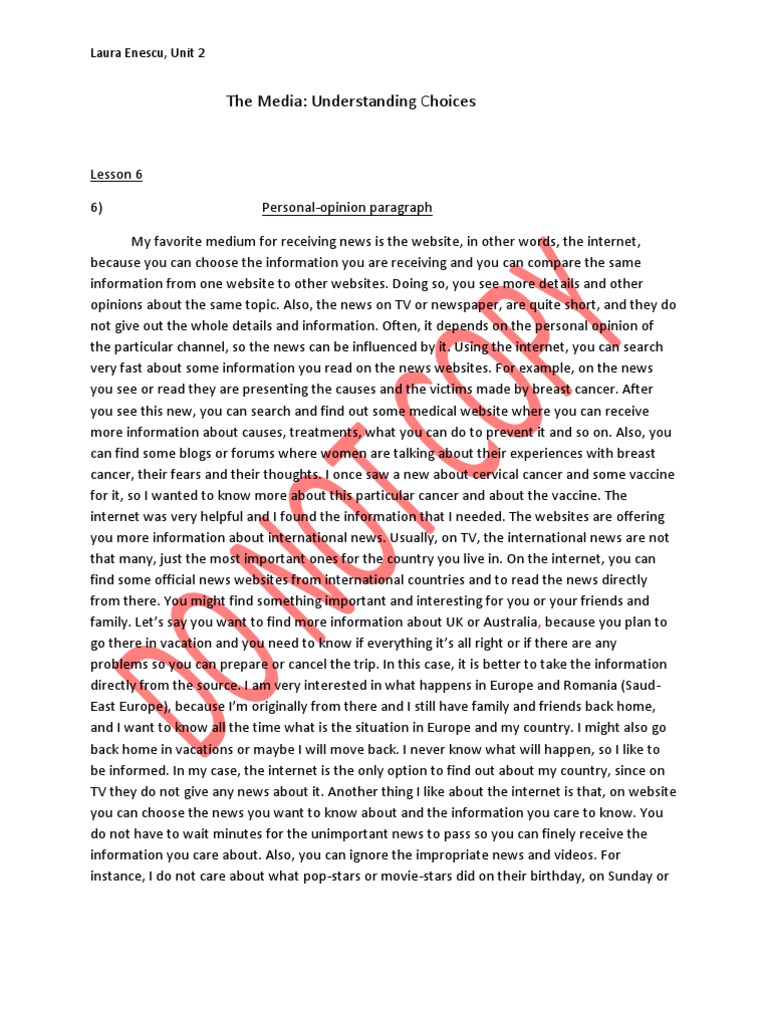 The Media: Understanding Choices (Unit2) | PDF | News | Advertising