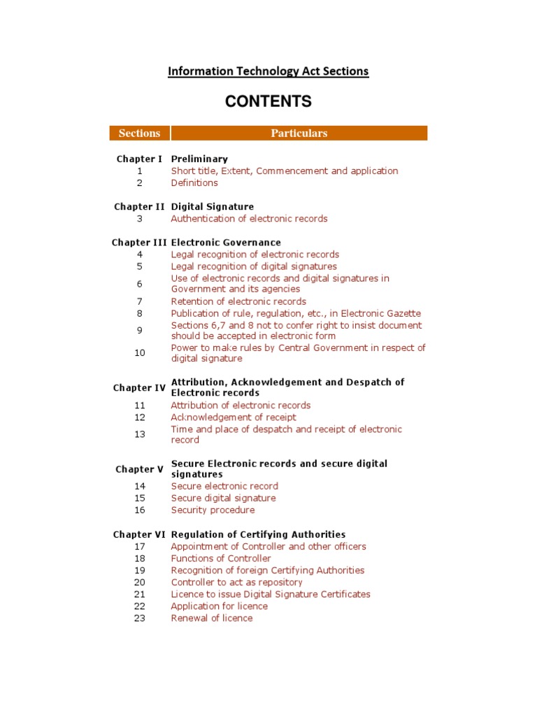 Information Technology Act - Sections | PDF | Records Management ...