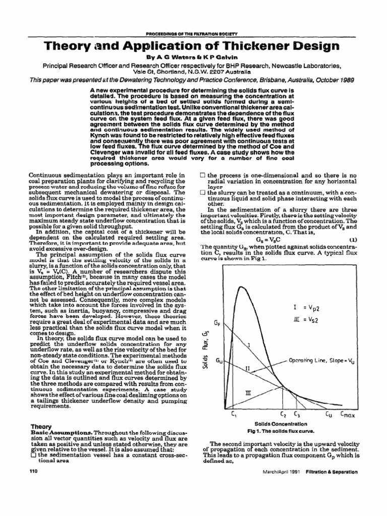 Theory and Application of Thickener Design PDF | PDF | Chemistry ...