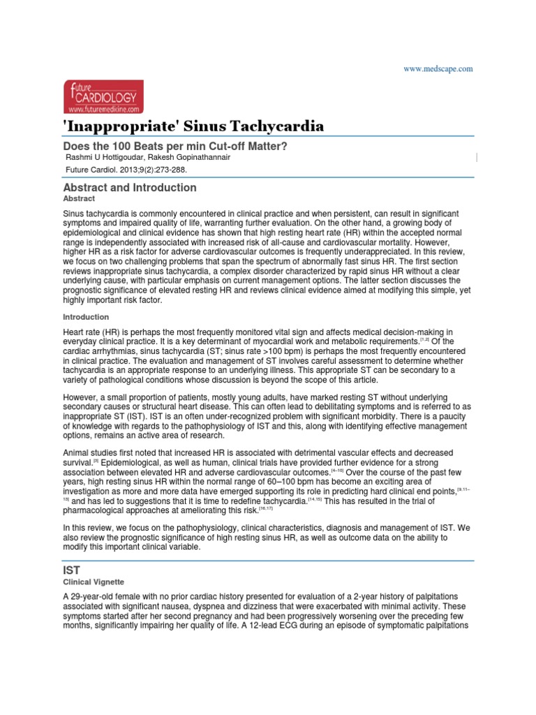 Inappropriate Sinus Tachycardia | PDF | Heart Rate | Cardiovascular ...
