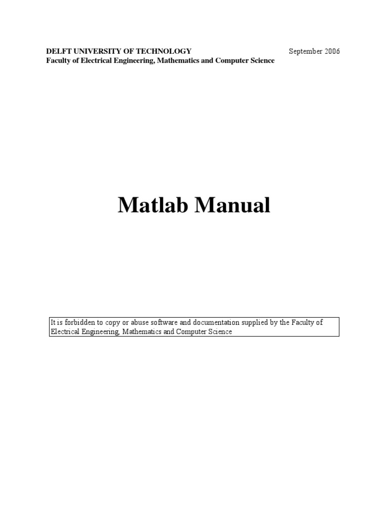 Matlab Manual: September 2006 | PDF