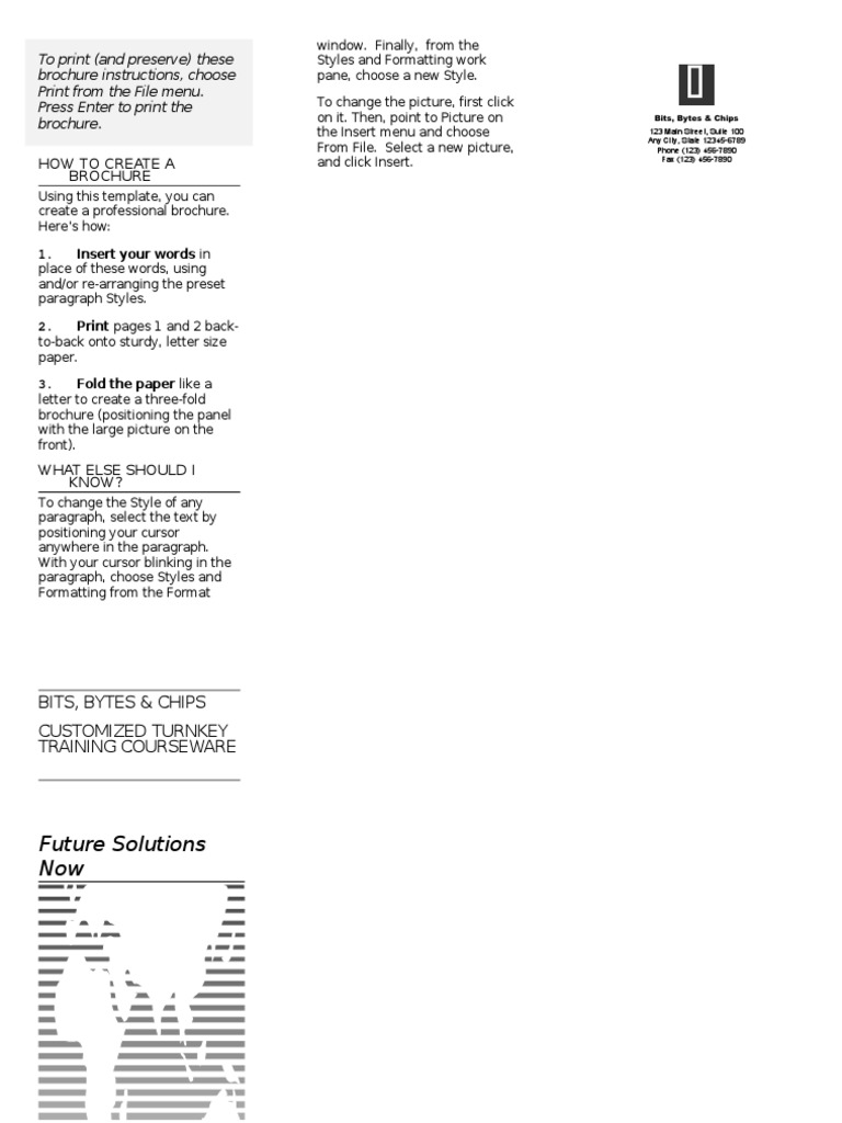 Brochure - Template | PDF | Typefaces | Menu (Computing)