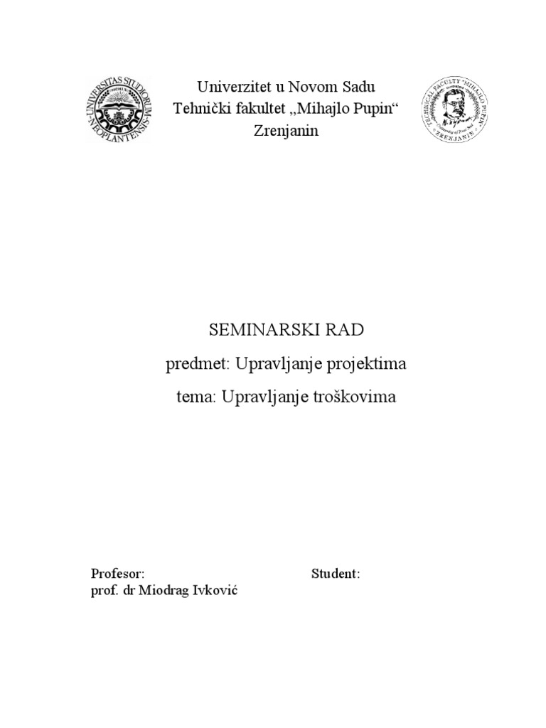 Upravljanje Projektima - Upravljanje Troskovima | PDF