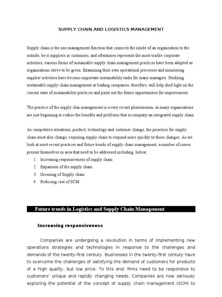 Supply Chain and Logistics Management | PDF | Supply Chain | Supply ...