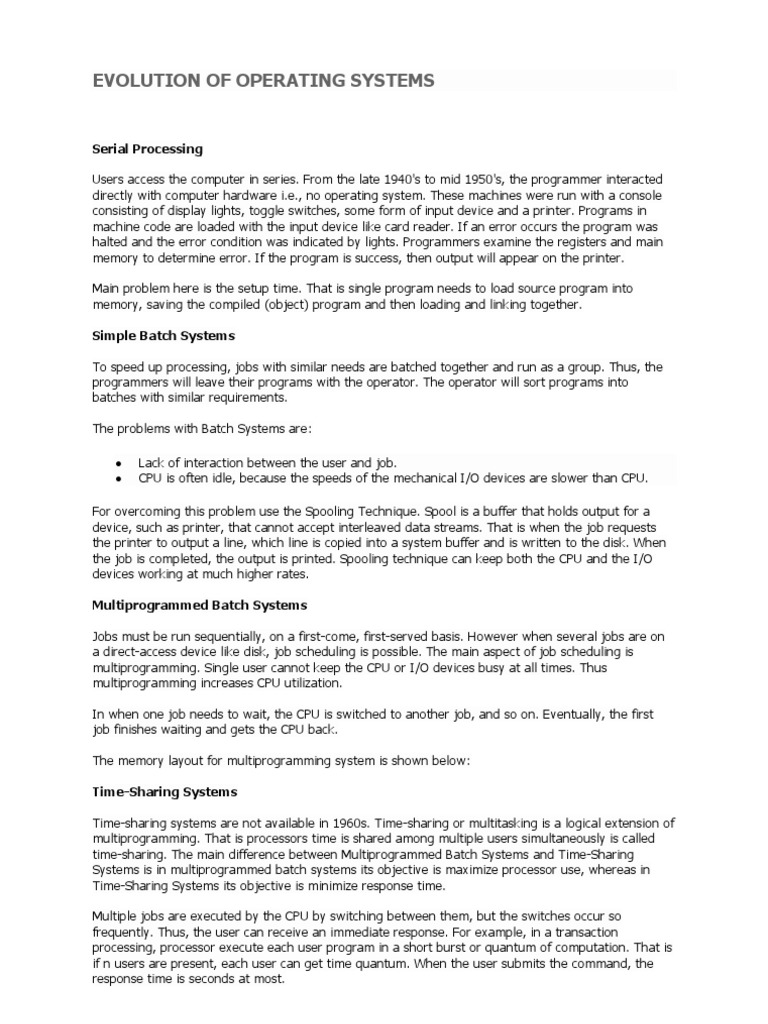 Evolution of Operating Systems | PDF | Operating System | Computer Program