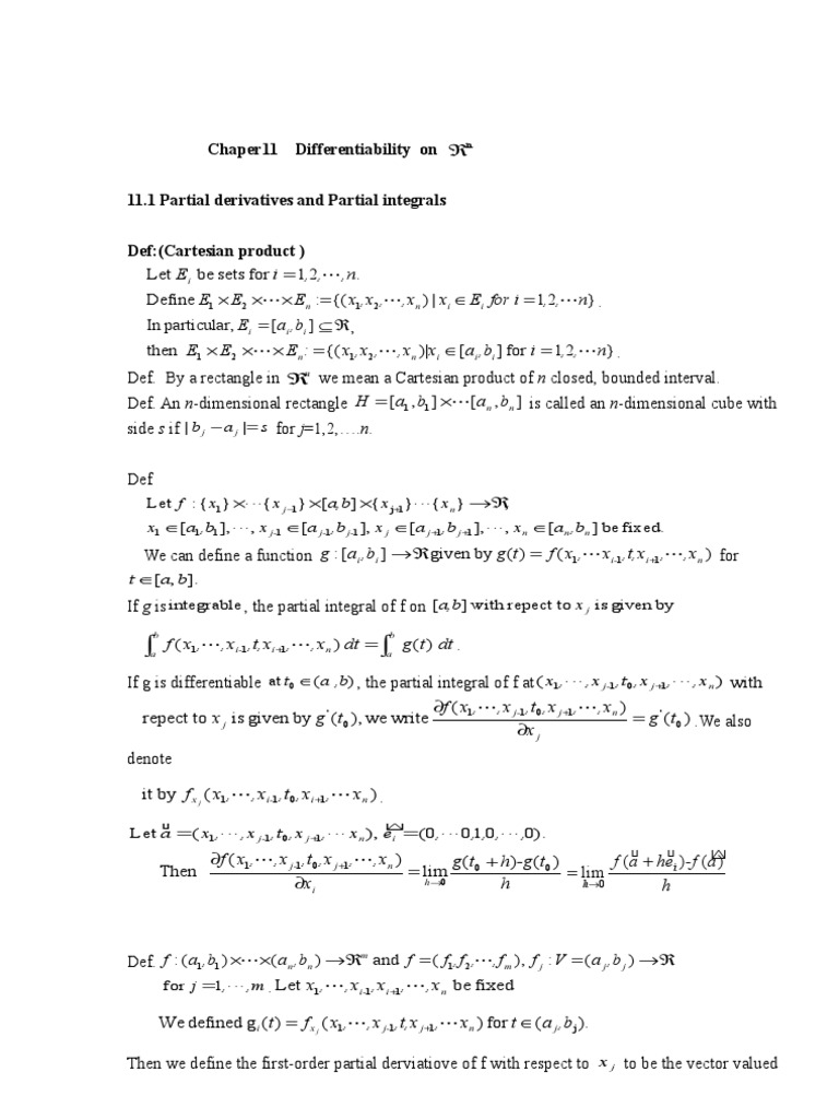 Chaper11 Differentiability On 11.1 Partial Derivatives and Partial ...