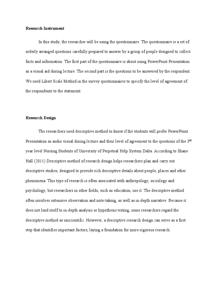 Research Instrument, Design