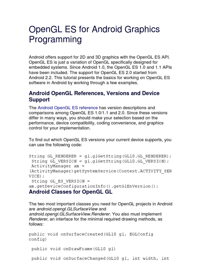 Opengl Es For Android Graphics Programming Pdf Android Operating 6566