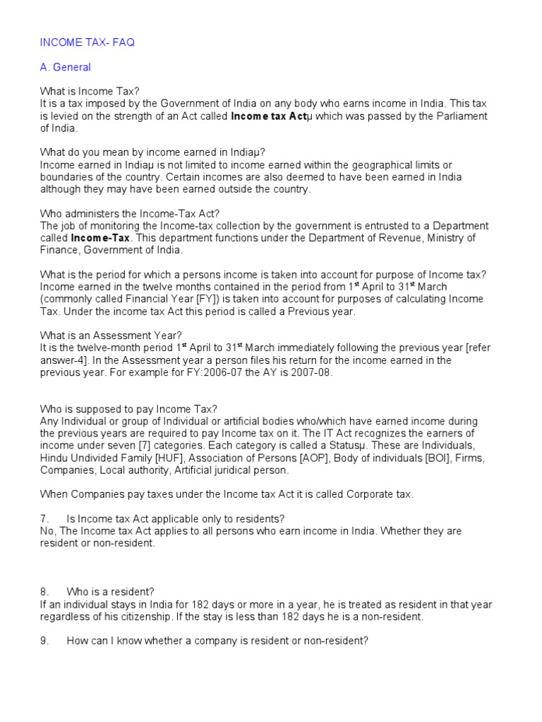 Income Tax Faq | PDF | Taxation In The United States | Taxes