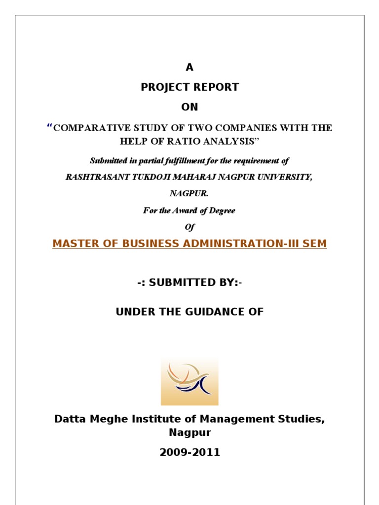 A Project Report ON Comparative Study of Two Companies With The Help of ...