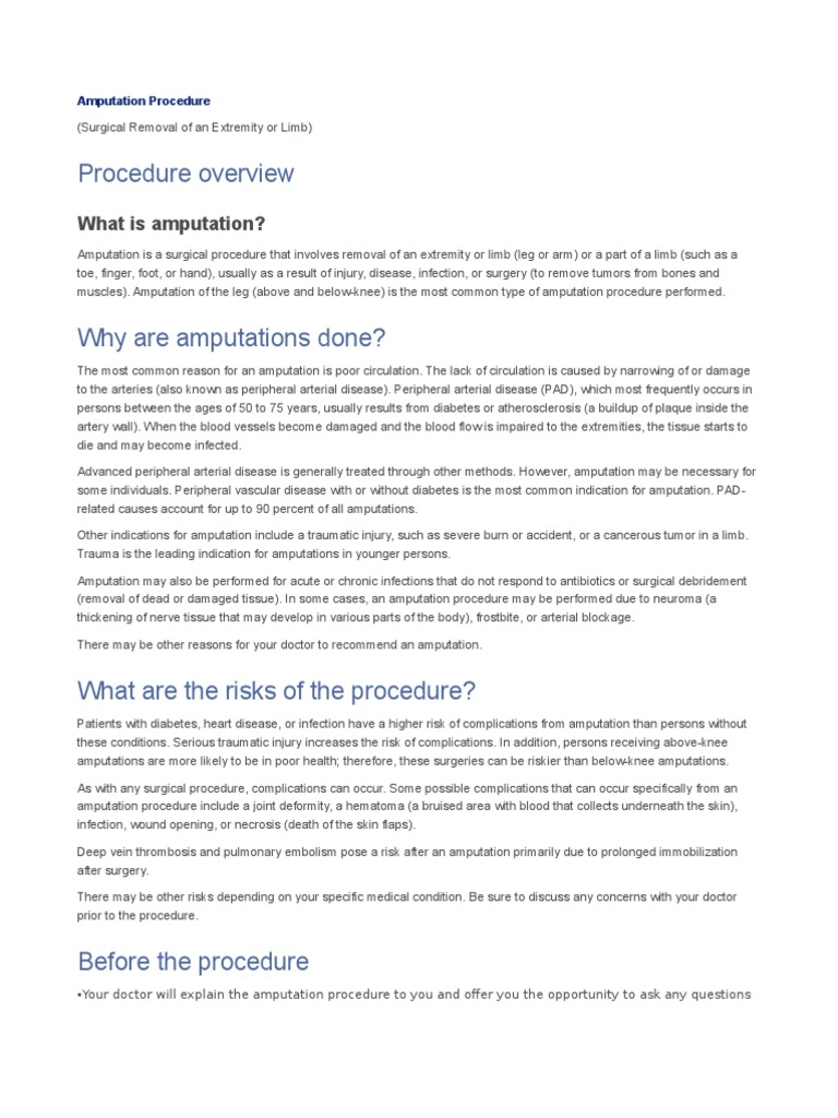 A Guide to Amputation Surgery: Procedure Details, Risks, Recovery ...