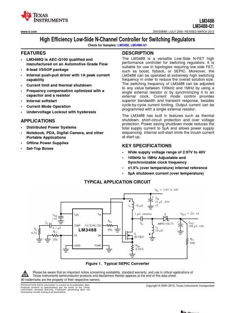 High Efficiency Low-Side N-Channel Controller For Switching Regulators ...