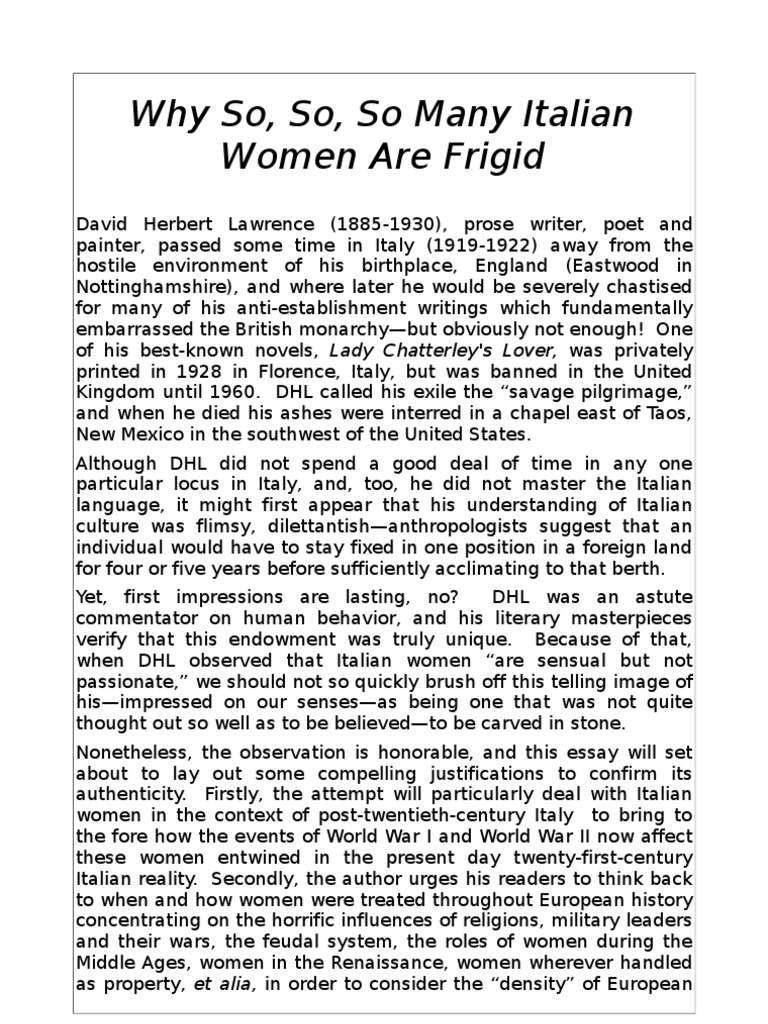 Why So So So Many Italian Women Are Frigid | PDF | Woman | Italy