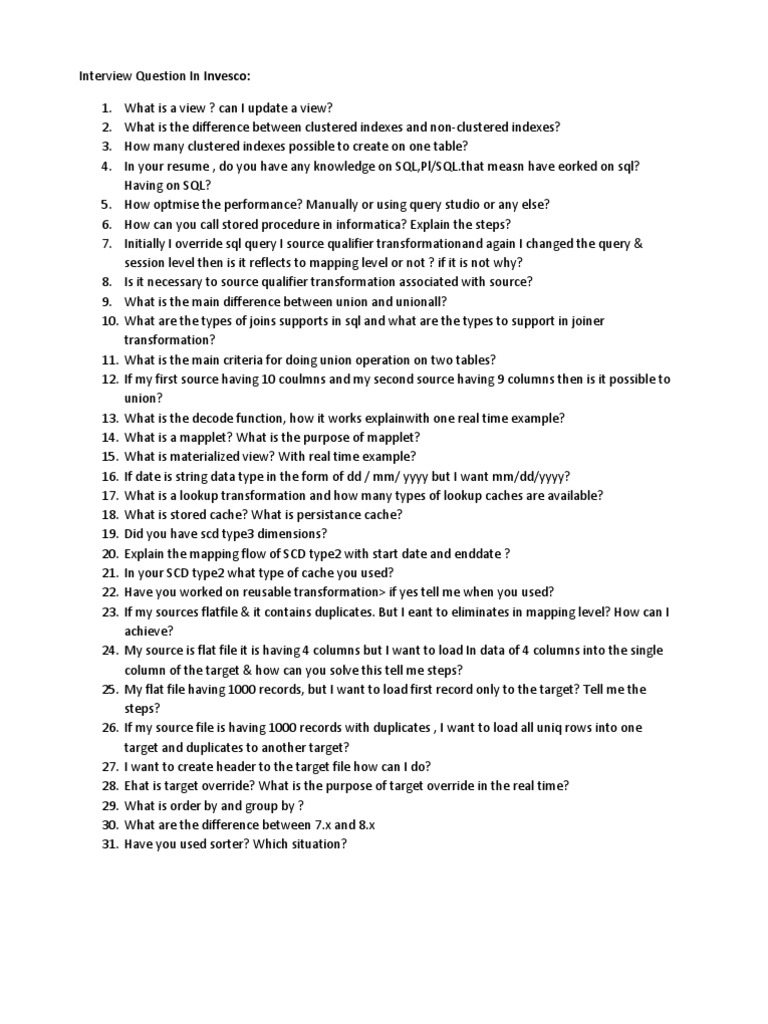 SQL & Data Warehousing Interview Questions | PDF | Database Index | Sql