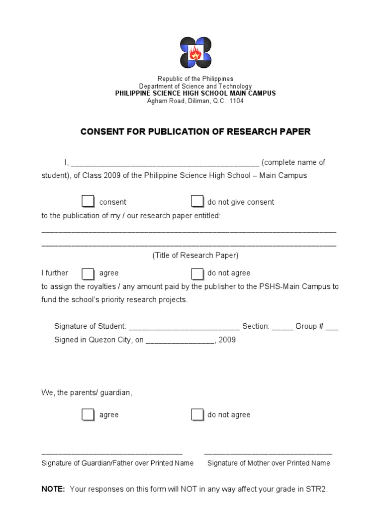 Consent For Publication Form