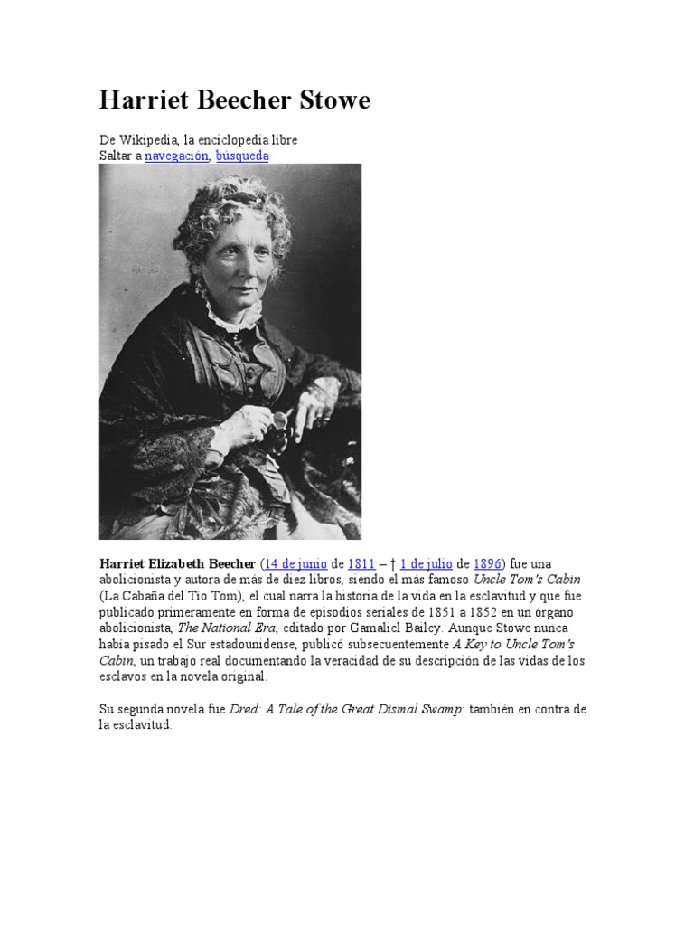 Biografía de Harriet Beecher Stowe | PDF | Clásicos