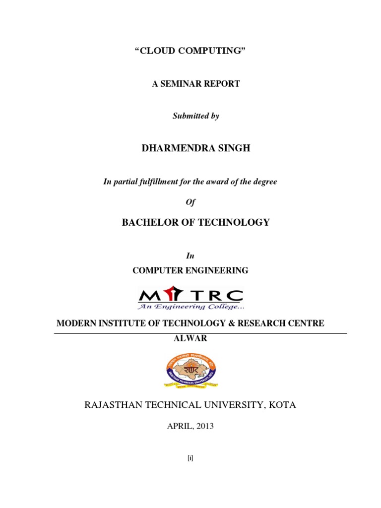 Cloud Computing Seminar Report | PDF