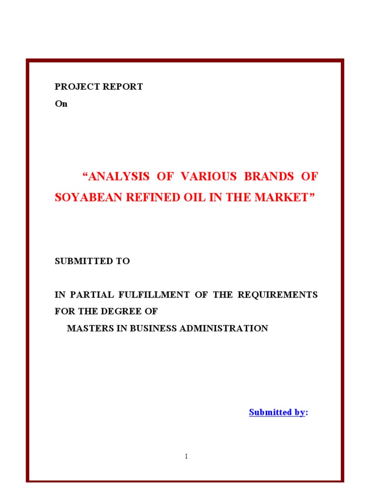 Soybean Oil Brand Analysis in India | PDF | Cooking Oil | Vegetable Oil