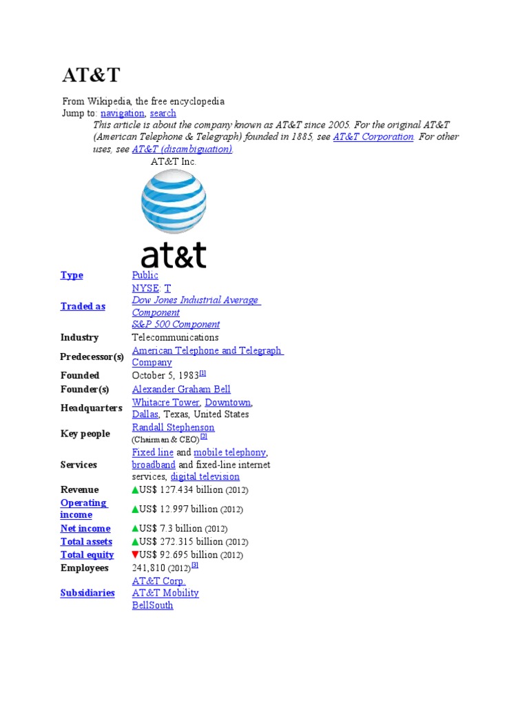 AT&T | PDF | At&T | Companies Of The United States