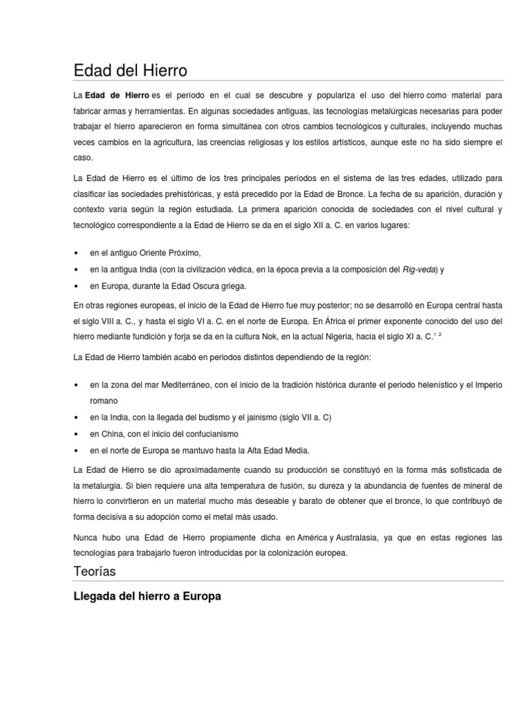 Resumen de la Edad de Hierro | PDF | Edad de Hierro | Edad de Bronce