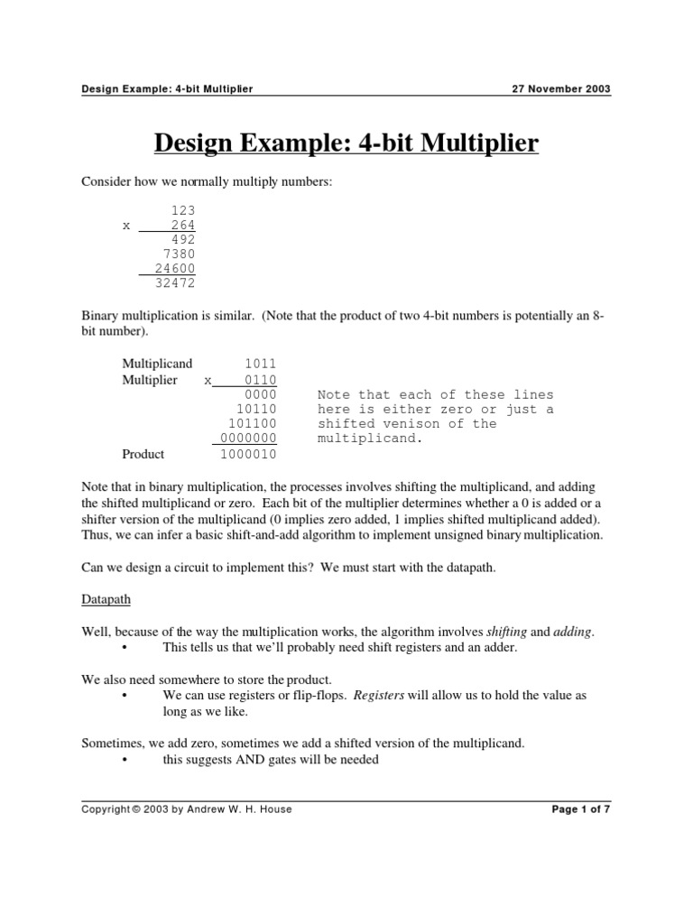 4 Bit Multiplier | PDF | Multiplication | Algorithms