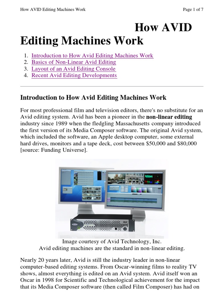 Introduction To How Avid Editing Machines Work | PDF | Videotape ...