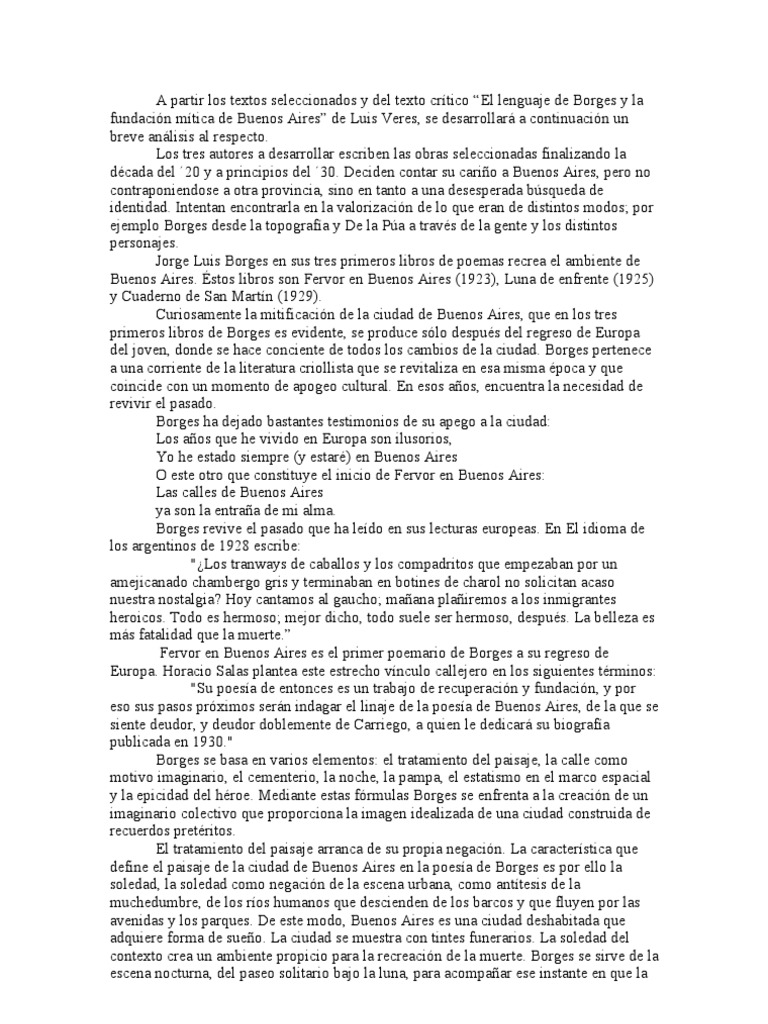 Texto Expositivo - Borges, de La Púa y Tuñón | PDF | Buenos Aires