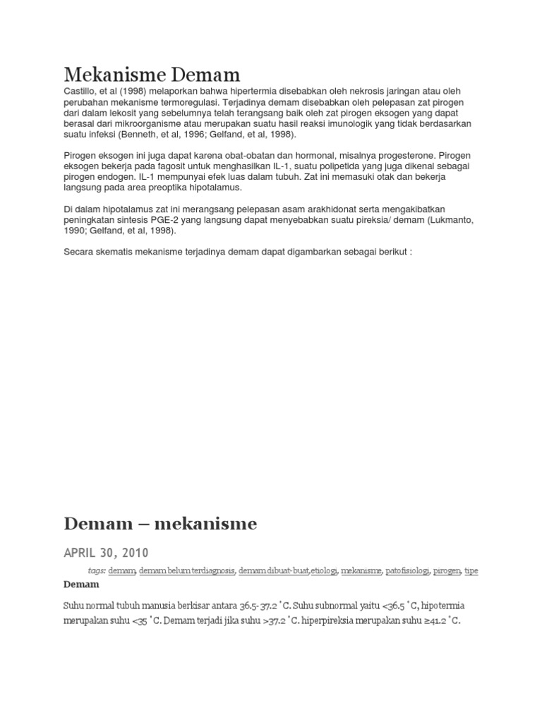 Mekanisme Terjadinya Demam | PDF