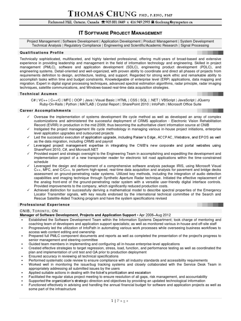 Information Technology Software Project Management in Toronto Ontario ...