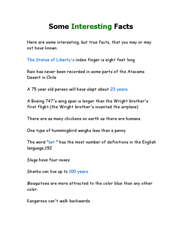 Interesting Facts | PDF