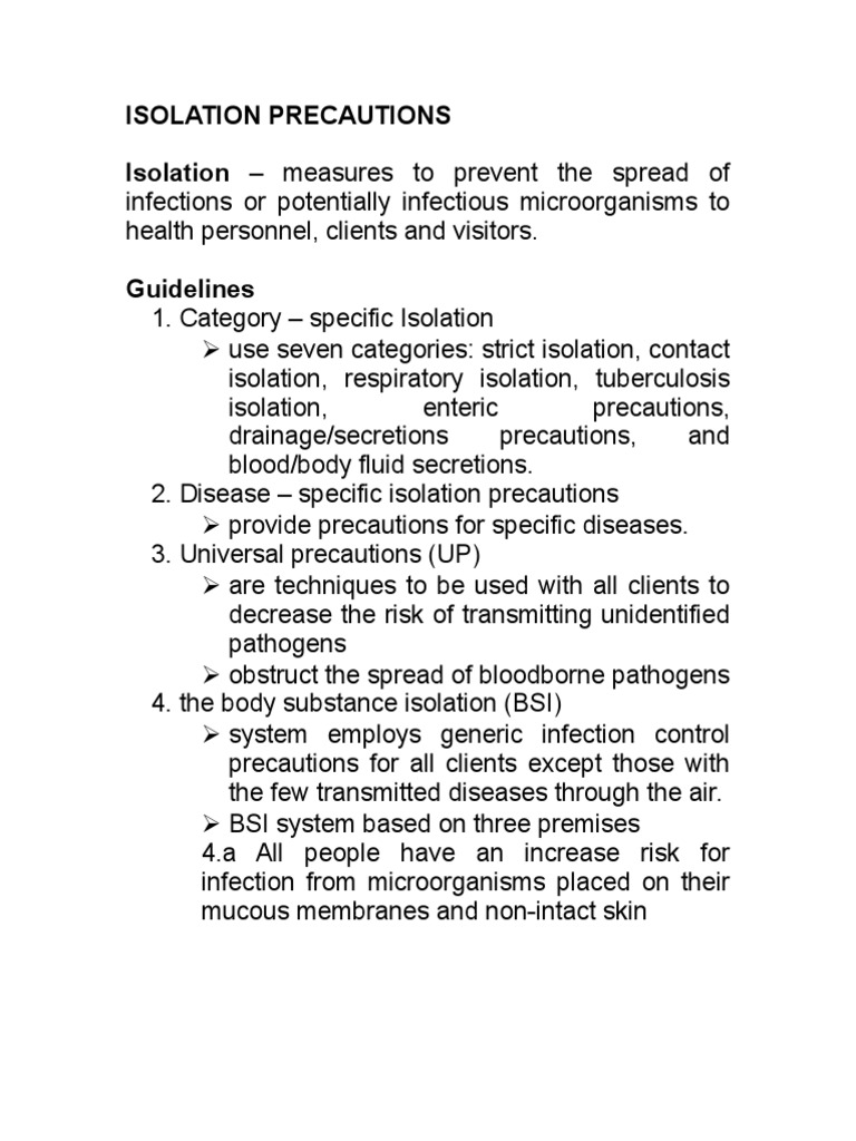 Isolation Precautions | PDF | Infection Control | Infection