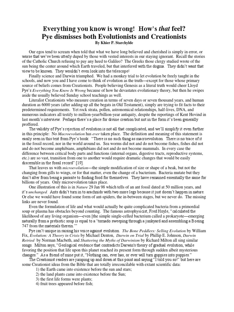 Everything You Know Is Wrong!. - . How's That Feel | PDF | Creationism ...