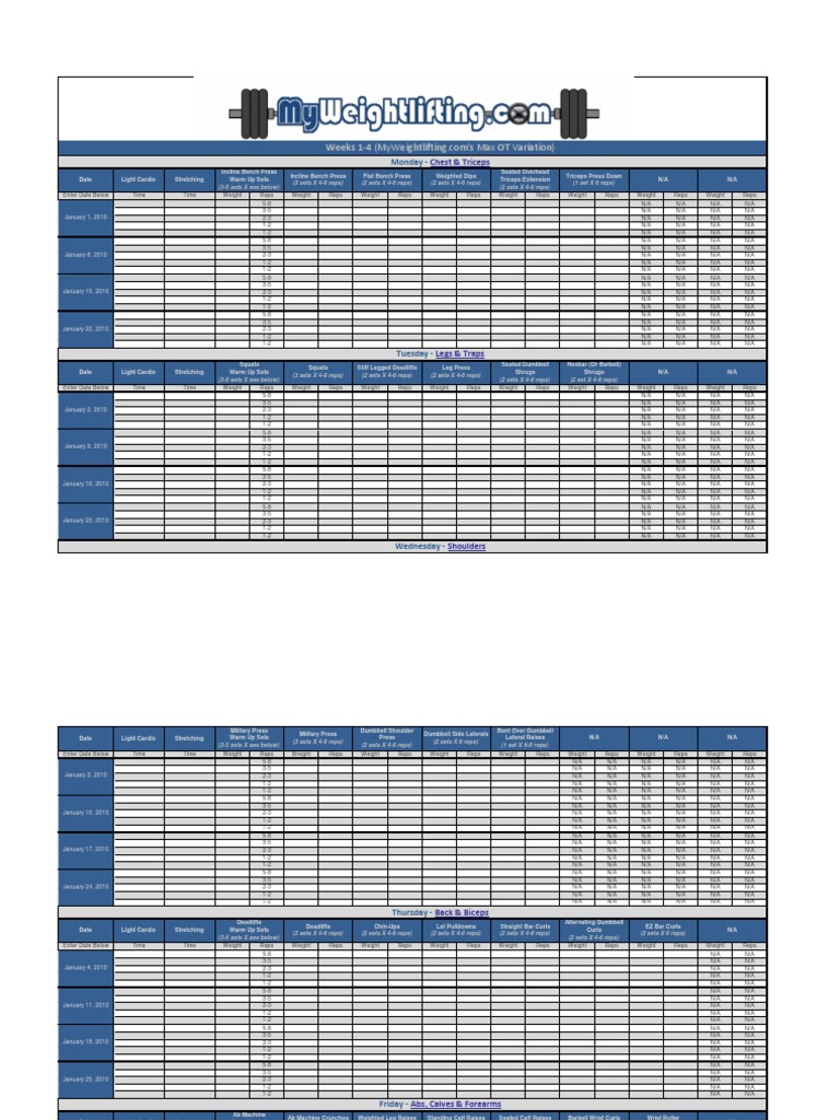Max OT Variation Workout Plan | PDF | Individual Sports | Weight Training