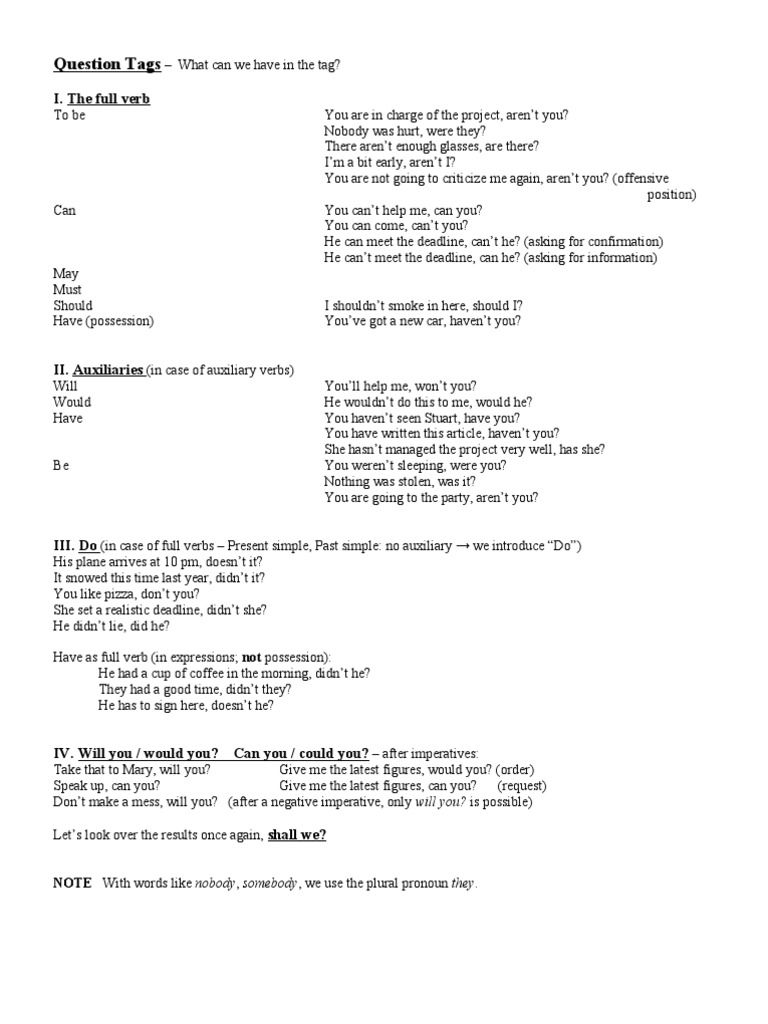 A Comprehensive Guide to Using Question Tags, Modals, Conditionals, and ...