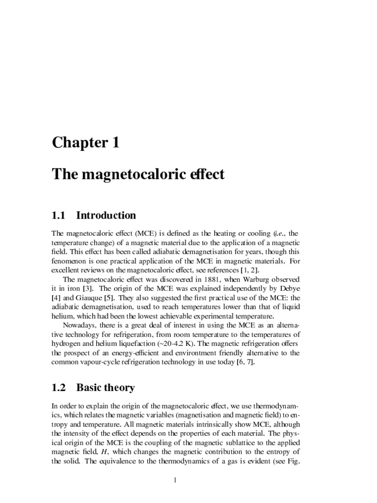 Magnetocaloric Effect and Magnetic Refrigeration | PDF | Teaching ...