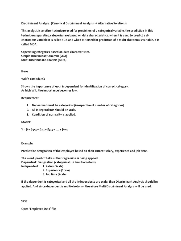 Discriminant Analysis Techniques Explained | PDF | Analysis Of Variance ...
