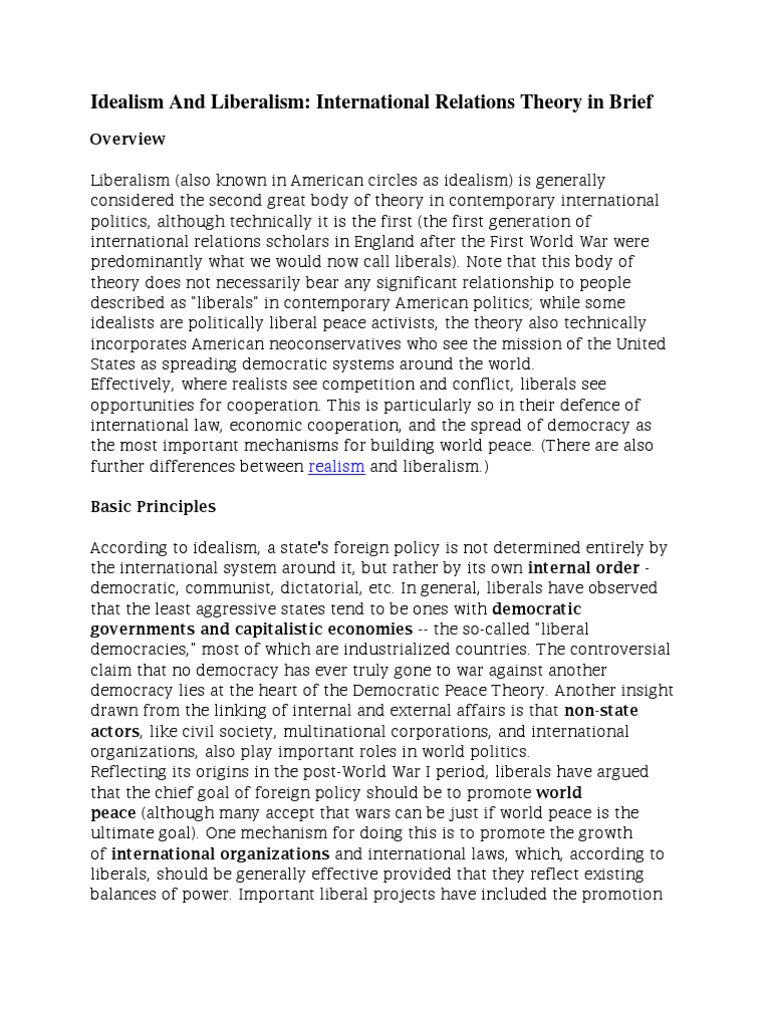 Approaches of International Relations | PDF | International Relations ...