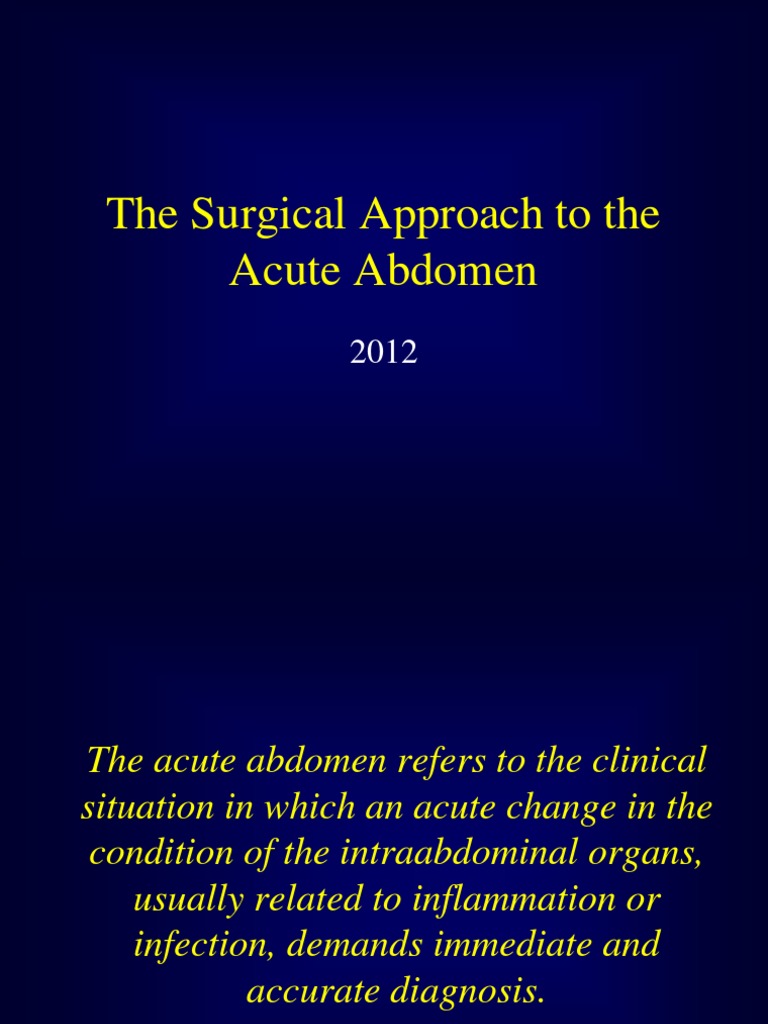 The Surgical Approach To The Acute Abdomen | PDF | Science & Mathematics